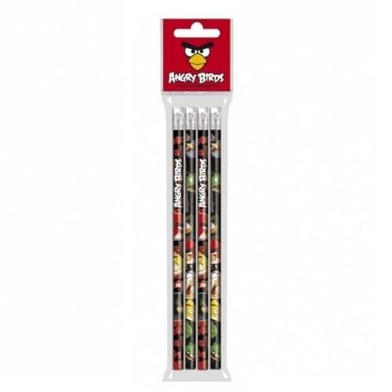 ANGRY BIRDS LOT 4 CRAYONS EN BOIS A PAPIER AVEC GOMME - NOUVEAUTÉ ...