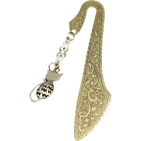 Métal Rétro Marque-Page Bookmark Signet avec Pendentif du Chat Creux ...