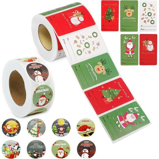 Lot de 500 étiquettes de Noël autocollantes - 500 étiquettes ...