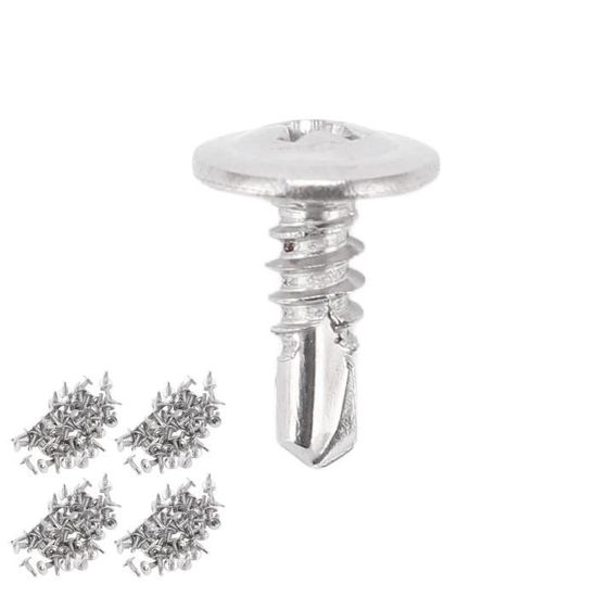 GOTOTOP vis d'installation 200 pièces vis auto-perceuses M4.2x13 tête de rondelle ronde Kit de ...