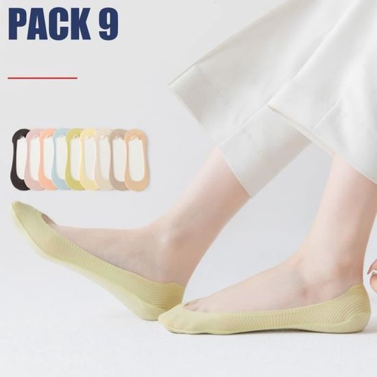 Chaussette femme - Lot de 9 Chaussettes Invisible Taille Unique Femme ...