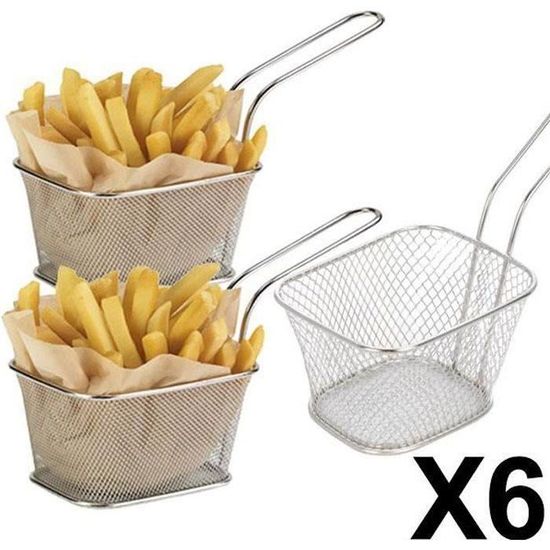 6 Minis Paniers à Frites Individuels - Inox - 10x8x7 cm,HO14005 ...