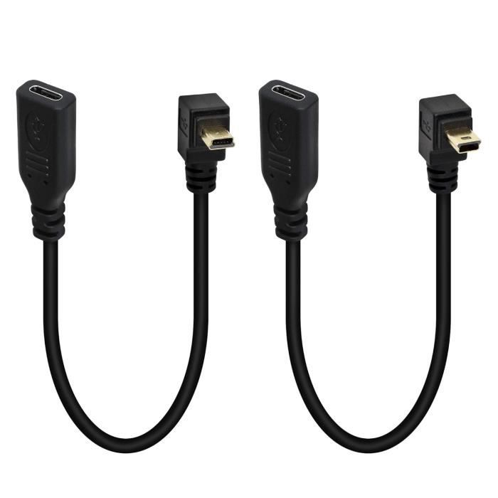 1 paire de câbles convertisseurs USB C vers mini USB, type C femelle à ...
