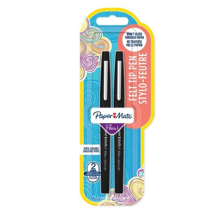 PAPER MATE Lot de 2 stylos Flair - Pointe moyenne - Encre rouge ...