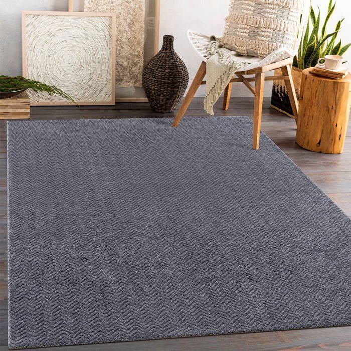 Tapis De Salon, Gris, 120 X 170 Cm, Motif Chiné, Uni, Effet Profond ...