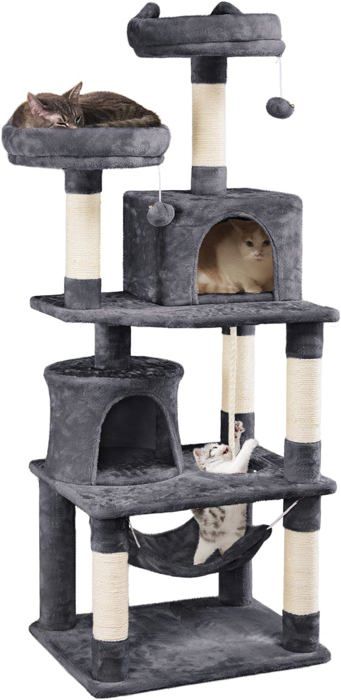 Gris FoncéArbre à Chat Tour à Griffer avec 2 Niches/Hamac Colonne en ...