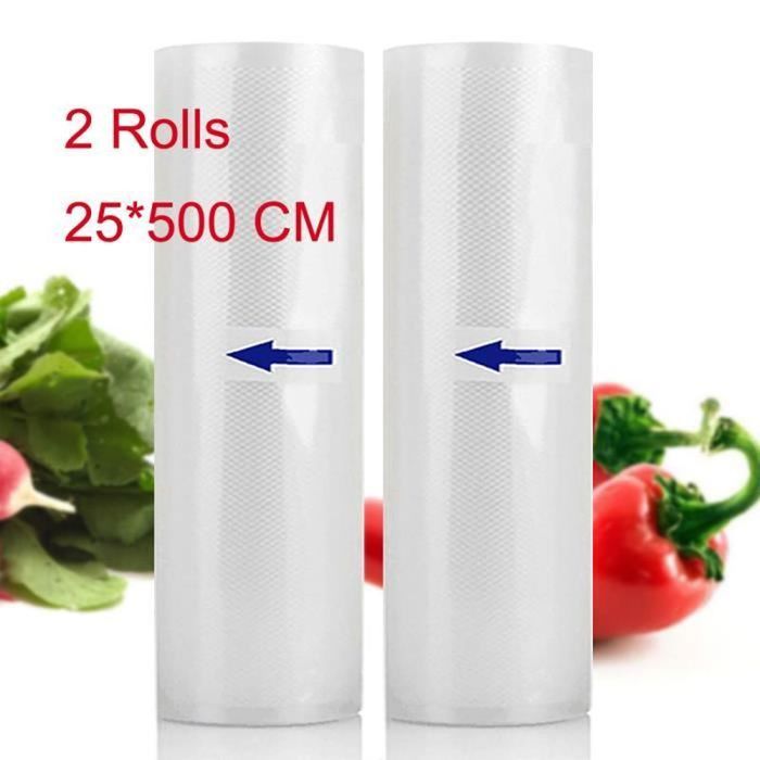 2 Rolls 25x500 CM Sacs À Vide Pour Stockage Alimentaire Vacuum Sealer ...