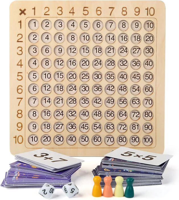 Jeu Table De Multiplication En Bois,Cartes De Multiplication Montessori ...
