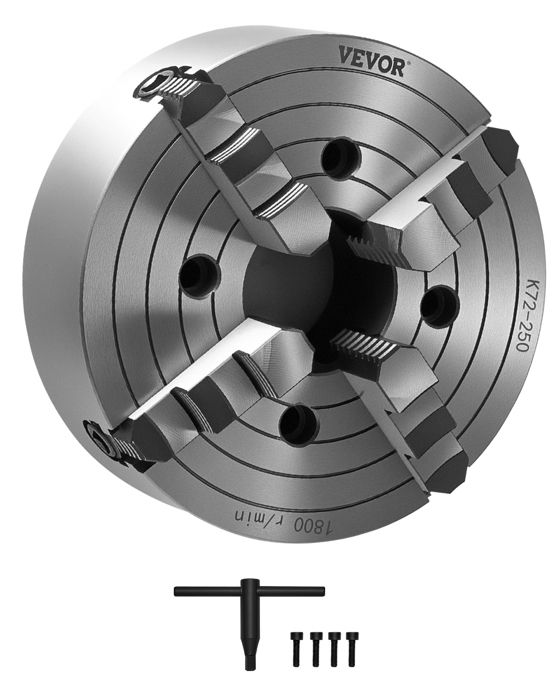 Mandrin de Tour à 4 Mâchoires-VEVOR-250 mm-Mandrin Auto-centrage Mors ...