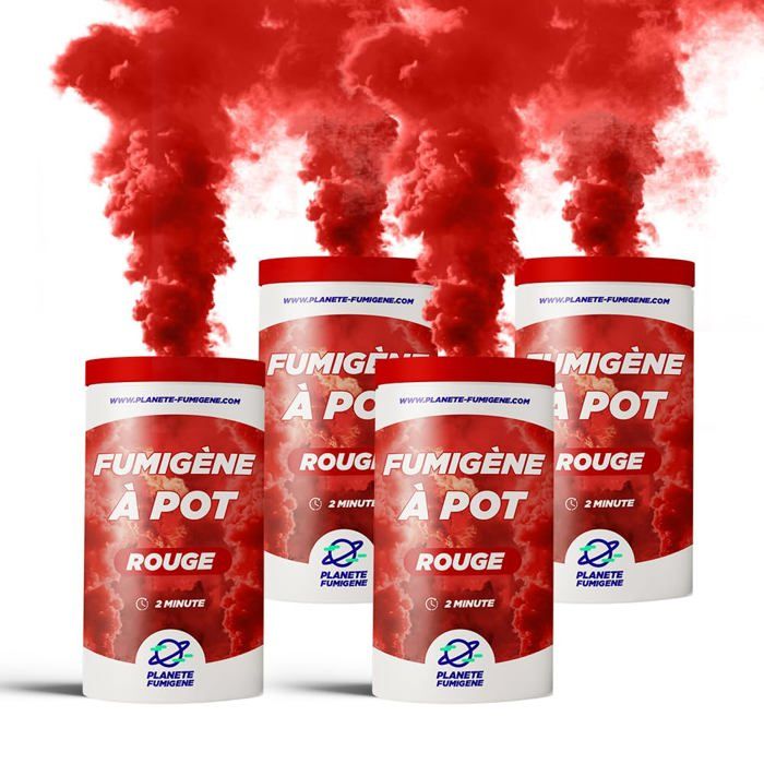 PLANETE FUMIGENE Fumigène en Pot 2 MINUTES couleur Rouge - Lot de 4 ...