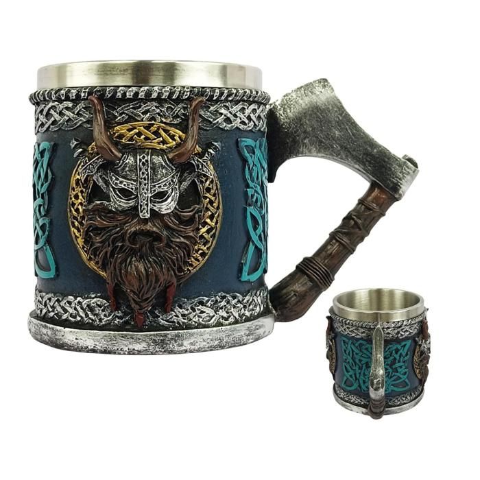 Gothic Beer Tankard, 450ml Stainless Steel Beer Tankard, Nordic Viking ...