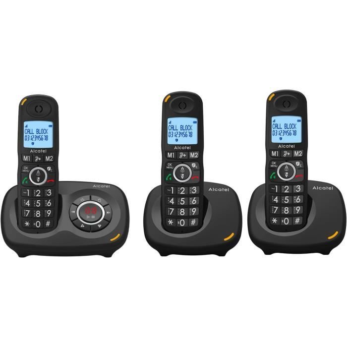Alcatel XL595 B Voice Trio - Téléphone Fixe Sans Fil Senior Avec ...