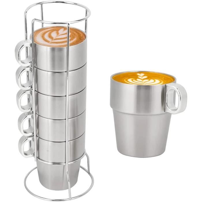 Lot de 6 Tasses à Café Empilables, Tasse à Café en Acier Inoxydable ...