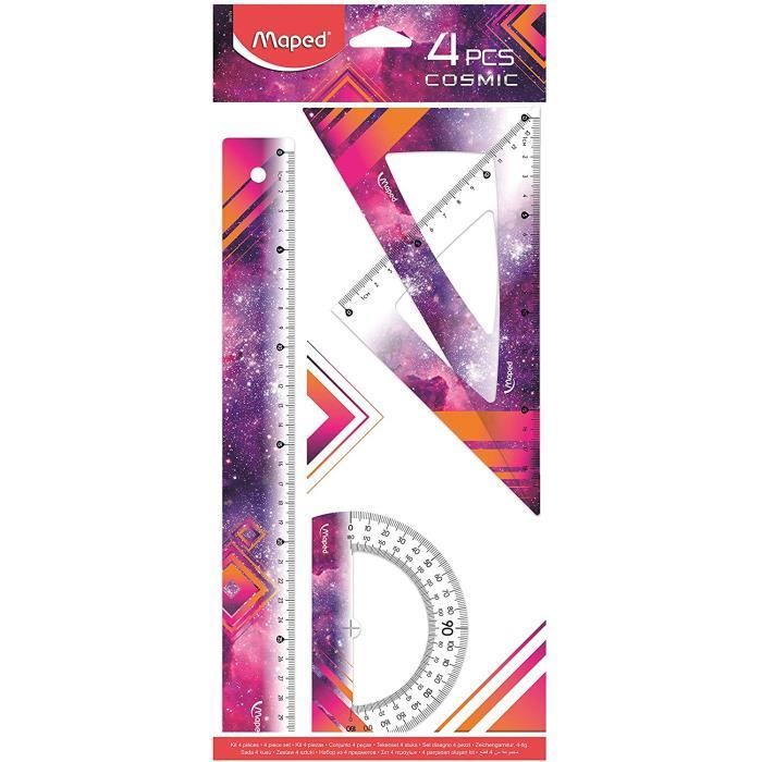 Kit 4 Instruments de Traçage Géométrie Règle 30 cm + Équerre 60° - 21 ...