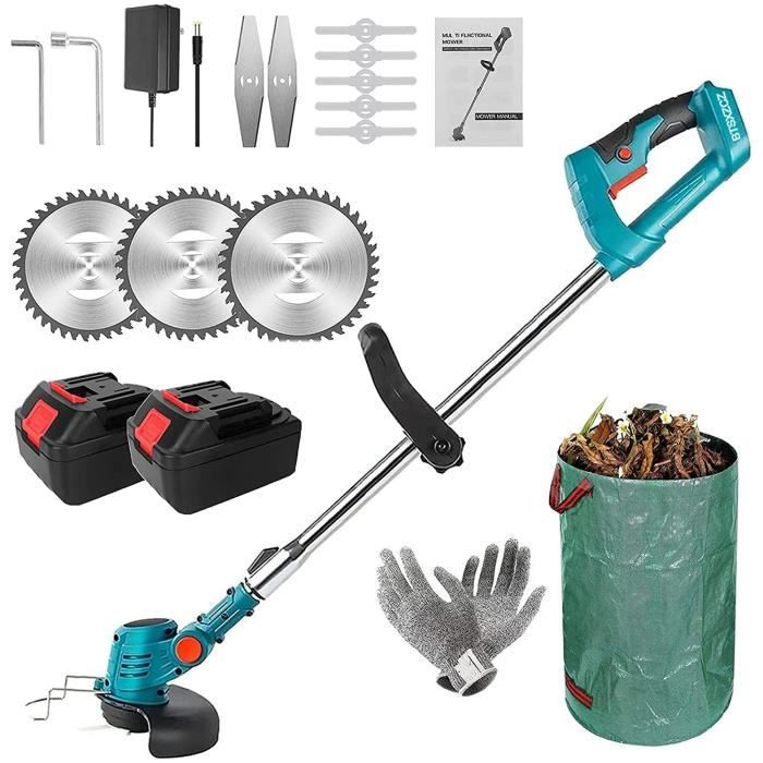 Coupe-Bordure sans Fil 24 V avec 2 Batteries et Chargeur, Coupe-Herbe avec Sac de Jardinage ...