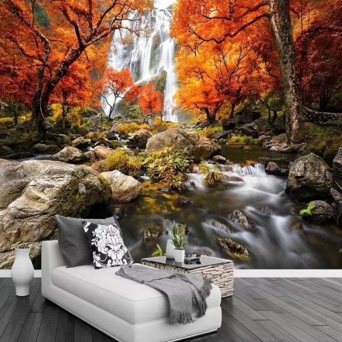 Papier Peint Photo Mural - Paysage De Forêt De Cascade Papier Peint ...