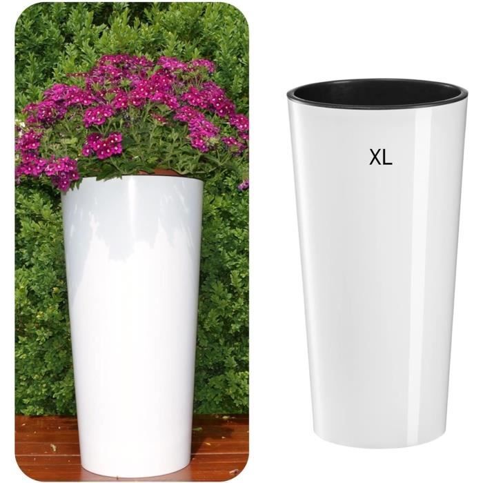 Meltom Pot De Fleurs Rond Brillant Fin Avec Insert Amovible Taille Xl ...