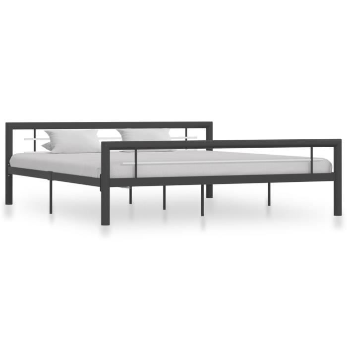 Cadre de lit double-Structure de lit adulte 2 places, grand et robuste ...
