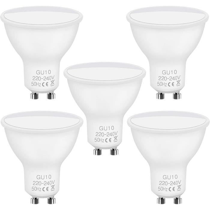 Ampoule Led Gu10,5Pcs Ampoule Led Gu10 Blanc Froid 6500K,6W Equivalente Ampoule Incandescence ...