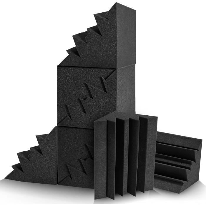 8-Pack Bass Traps Acoustic Foam Corner 8''x8''x12'' Black Bass Traps ...