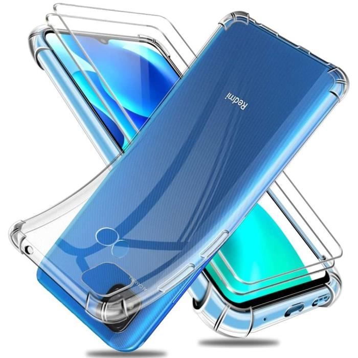 Coque et 2 Verres Trempés pour Redmi 10A, Protection Silicone Coins ...