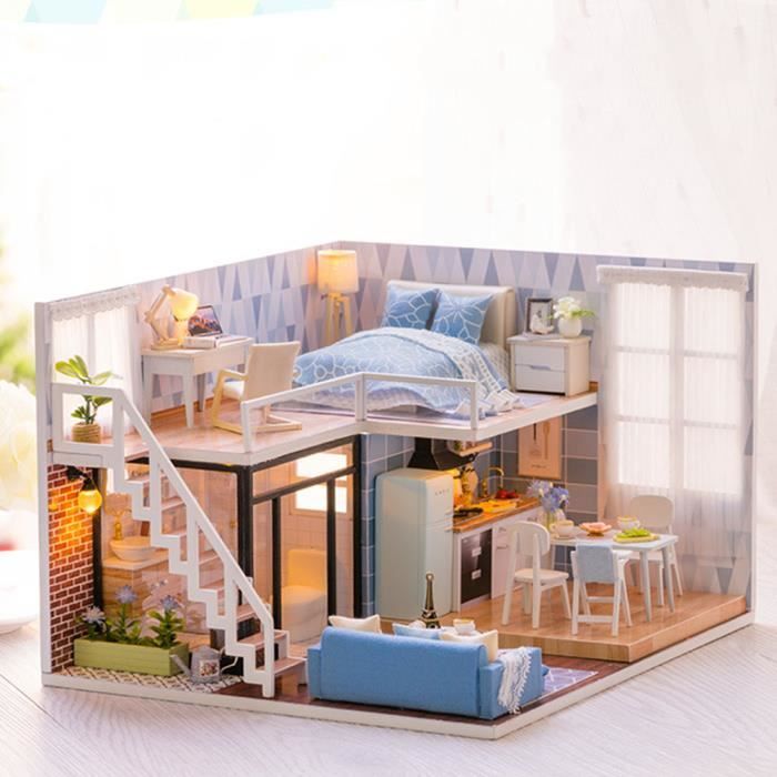 Maison de poupée en bois 3D Kit de maison de poupée Assemblage facile ...
