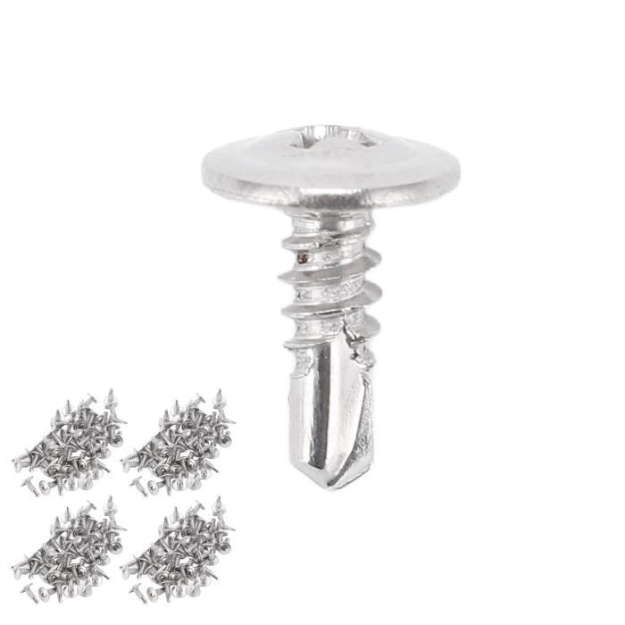 GOTOTOP vis d'installation 200 pièces vis auto-perceuses M4.2x13 tête de rondelle ronde Kit de ...