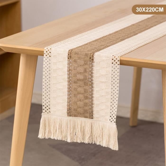 Chemin De Table Nappe En Lin Avec Gland Pour Les Fêtes À Manger ...