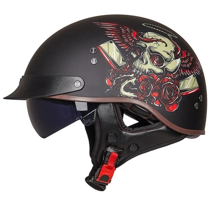 GXT-Casque de Moto Rétro Quatre Saisons,Demi-Casque de Motocross ...