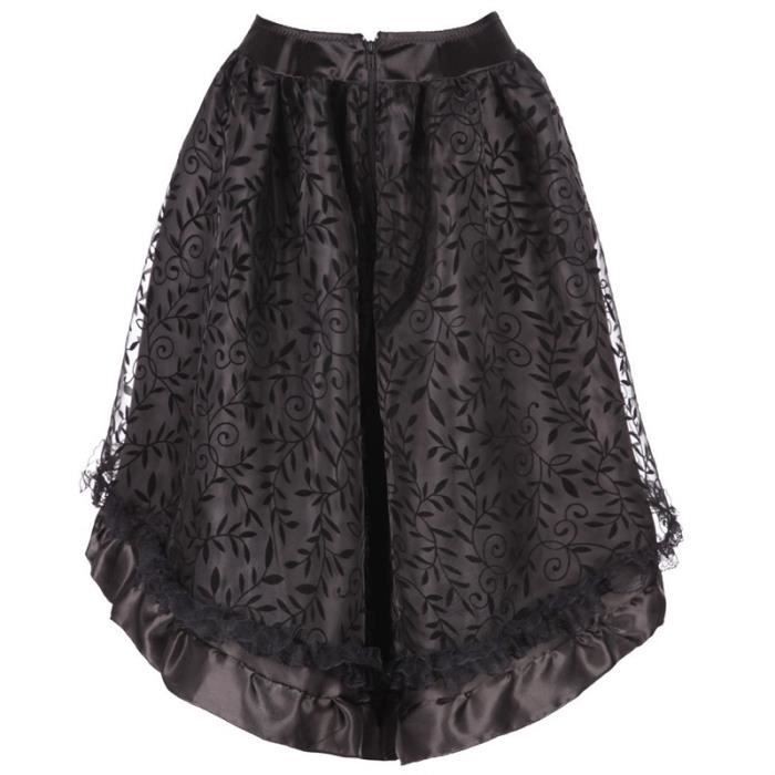 Femmes Sexy Steampunk Dentelle Floral Jupe Femmes Asymétrique Haut Bas ...