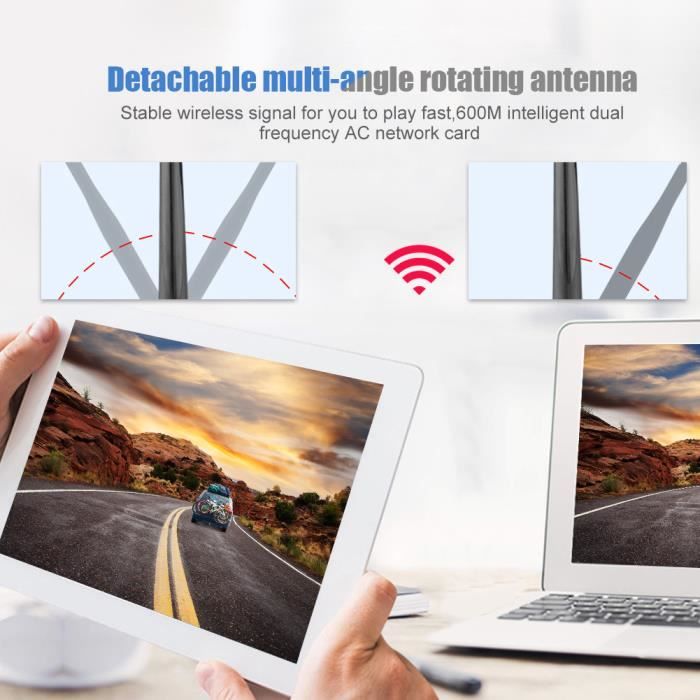 Qiilu Adaptateur réseau USB Multi-Angle Rotating Antenna WIFI Adapter ...