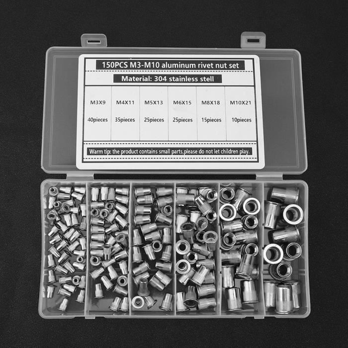 Tbest Écrou Rivet Kit d'assortiment d'écrous à rivets, écrous à rivets ...