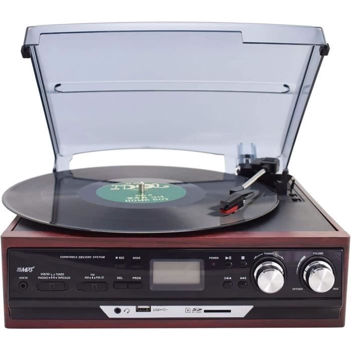 Tourne-Disque Stéréo À 3 Vitesses Avec Haut-Parleurs Intégrés, Entrée ...