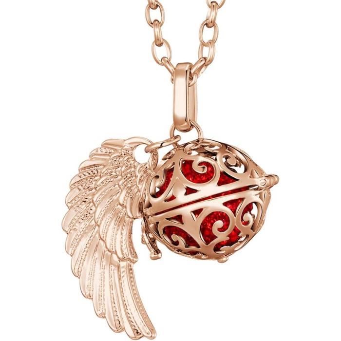 Femme Collier Ange Gardien En Acier Inoxydable Or Rose 70 Cm Avec Ailes ...