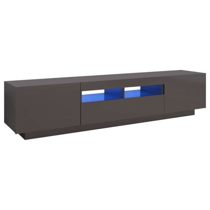 Meuble TV avec lumières LED Gris brillant 180x35x40 cm 3081905 ...
