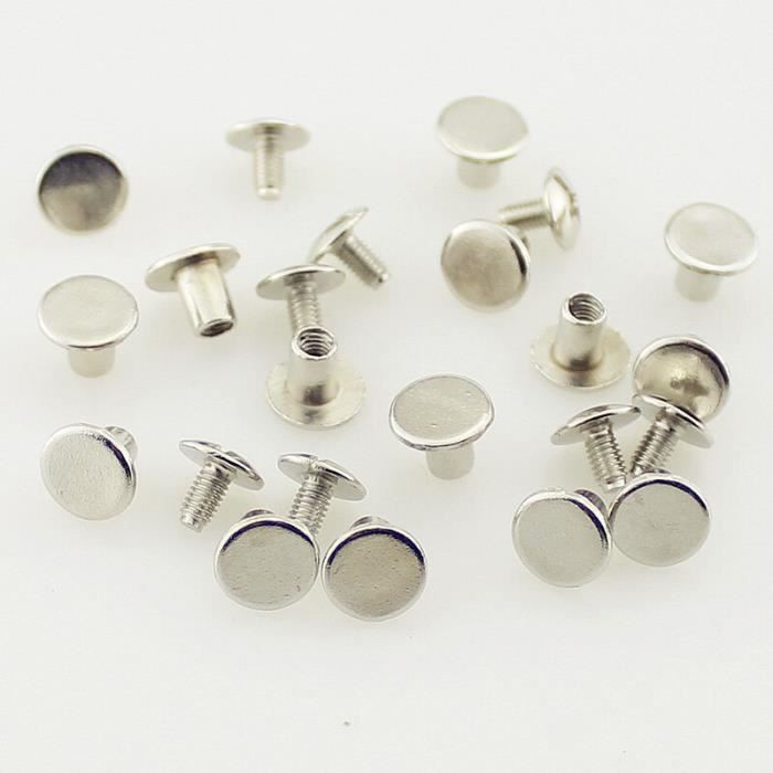 RIVET,Silver--Rivets métalliques ronds à tête plate de 8x6mm(5-16 ...