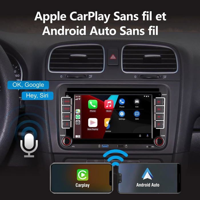 Autoradio Double Din Compatible Avec Carplay Sans Fil Android Auto Avec ...