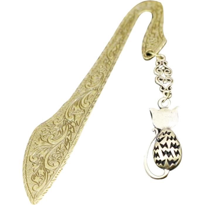 Métal Rétro Marque-Page Bookmark Signet avec Pendentif du Chat Creux ...