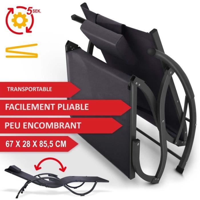 Chaise longue - BB LOISIR - Transat de jardin - Pliable - Dossier 4 ...