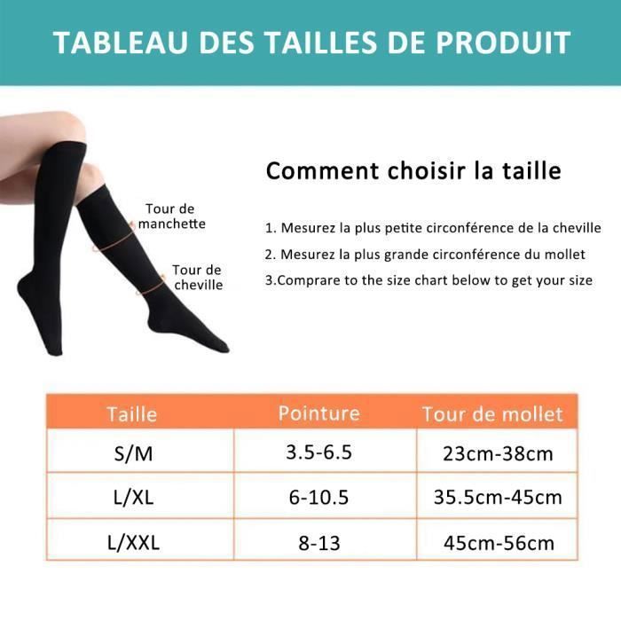 Lot de 5 Paires Chaussettes de Contention Unisexe, Chaussettes De ...