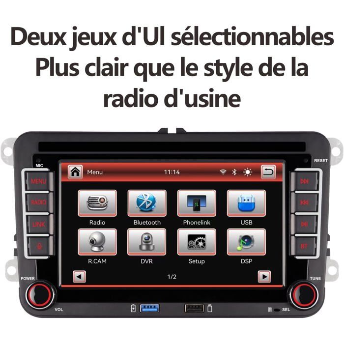 Autoradio Double Din Compatible Avec Carplay Sans Fil Android Auto Avec ...