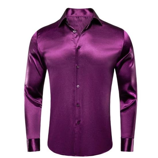 Chemise-chemisette,Hi-aught-Surchemise en satin uni à manches longues ...