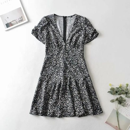 Robe à fleurs - de plage bleue imprimé Floral Black - Cdiscount Prêt-à ...