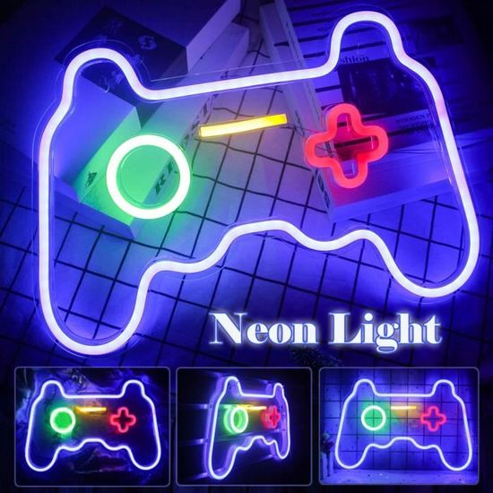 Lampe Gaming Mur-Lumière d'enseignes au néon en forme de manette de jeu ...