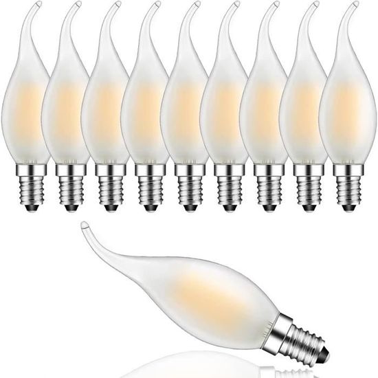 4W Ampoule Led E14 À Filament Dimmable, Ampoules Flamme, 2700K Blanc Chaud, Angle De Faisceau ...