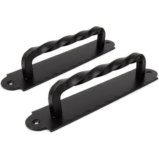 Lot De 2 Poignées De Porte En Fer Forgé - Noir - Antique - Pour Porte ...