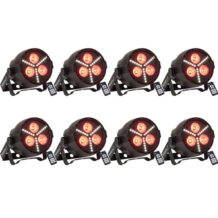 Pack de 8 Projecteurs Par Ibiza Light PAR-MINI-STR - 3x4W DMX LED Dj ...
