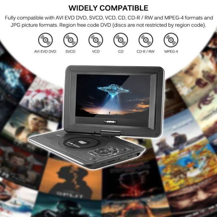 DVD mobile portable de 13.9 pouces avec lecteur mini-TV HD - Cdiscount ...