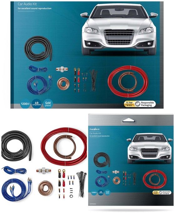 Kit Câblage Amplificateur Voiture - GOLD HQ - 1200W - 10 mm² - Plaqué ...