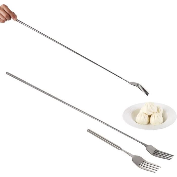 Fourche télescopiquefourche à dîner en acier inoxydable fourche à long ...